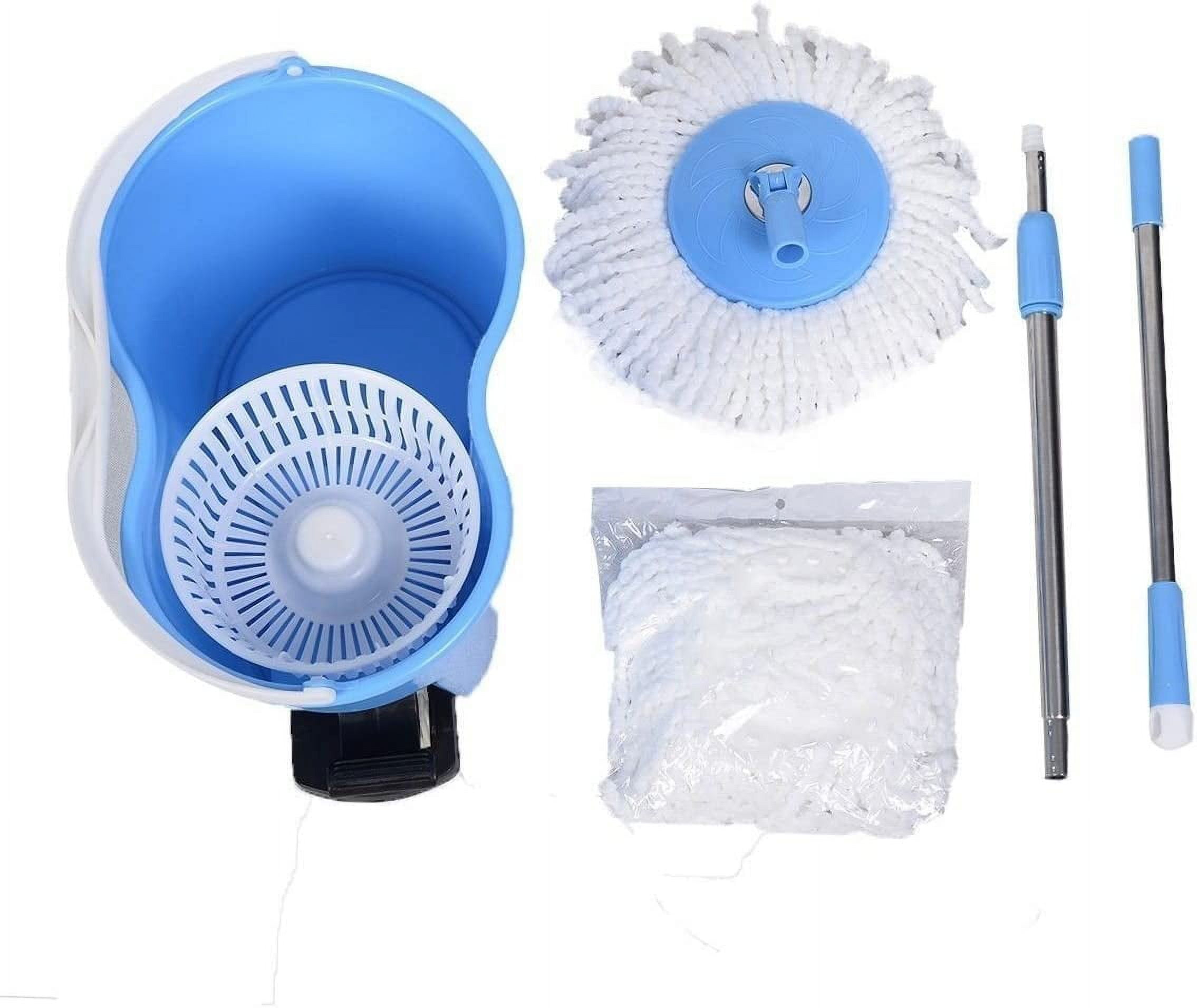 Microfiber Spin Mop Easy Floor Mop W/Bucket W/Pedal & 2 Heads Blue ...