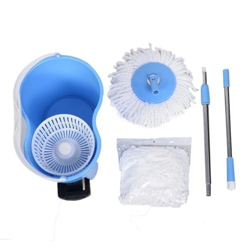 Microfiber Spin Mop Easy Floor Mop w/Bucket w/Pedal & 2 Heads Blue ...