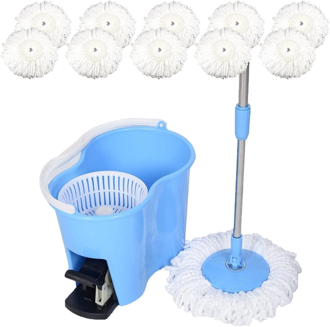 Microfiber Spin Mop Easy Floor Mop with Bucket and 10 Mop Heads - 360 ...