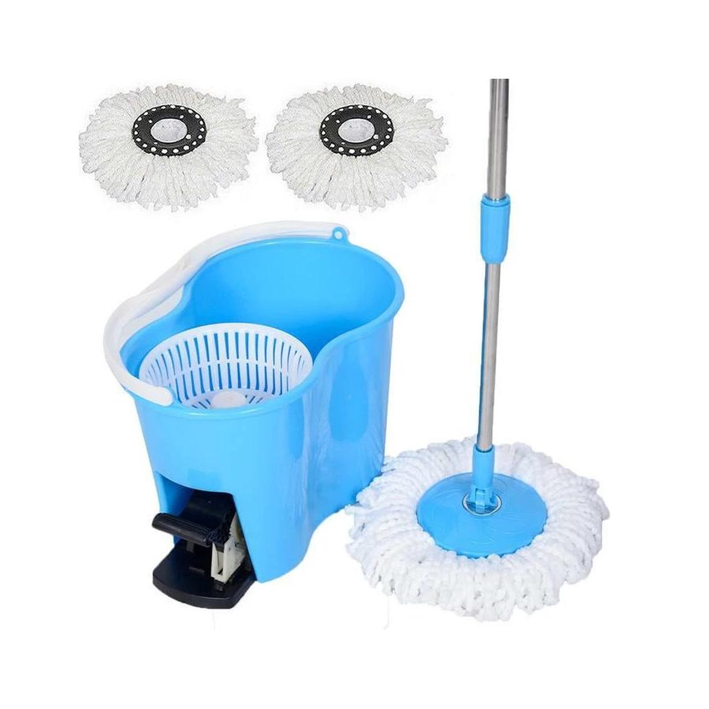 Microfiber Spin Mop Easy Floor with Bucket & 2 Mop Heads 360 Rotating ...