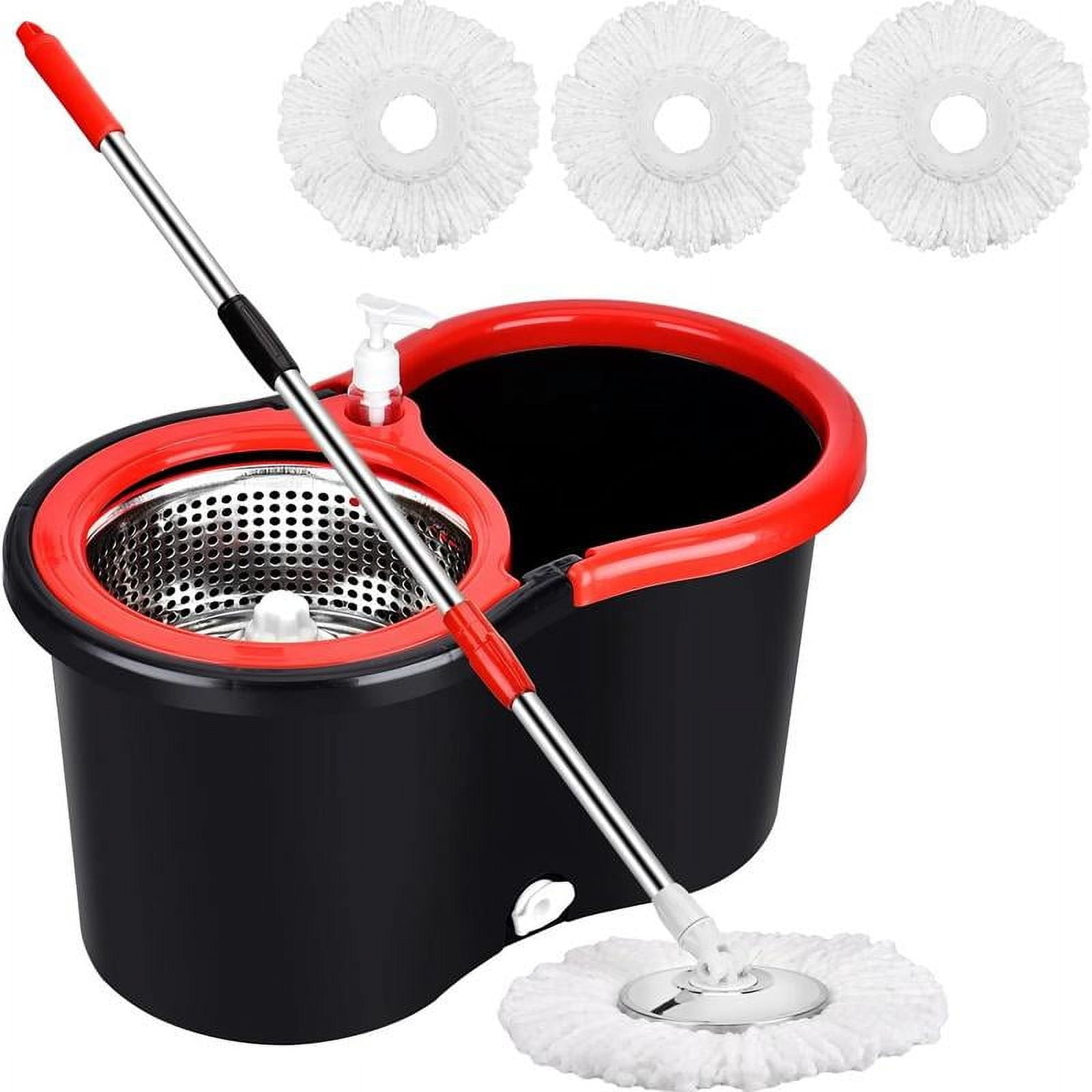 Microfiber Spin Mop & Bucket Set with 3 Refills, 60inch Adjustable ...