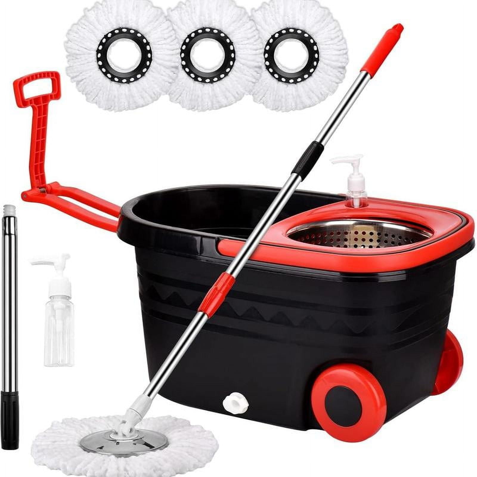 Microfiber Spin Mop & Bucket Set with 3 Refills, 60inch Adjustable ...
