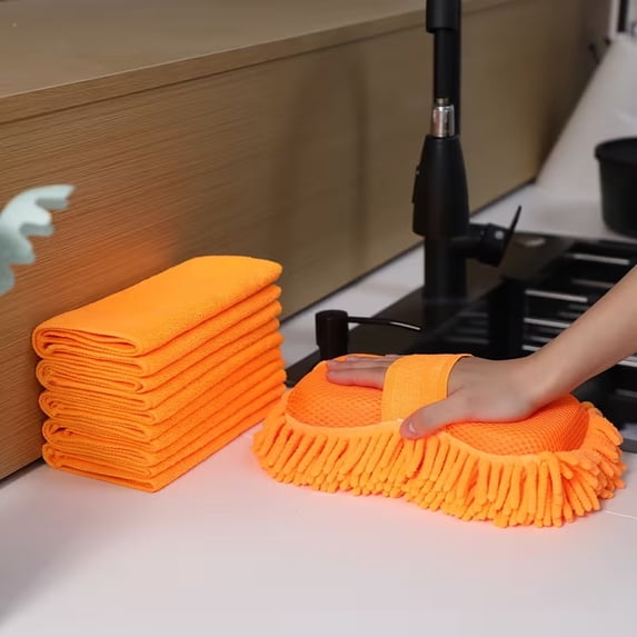 Microfiber Super Absorbent Car Cleaning Sponge and Towel Set - 6-Piece ...