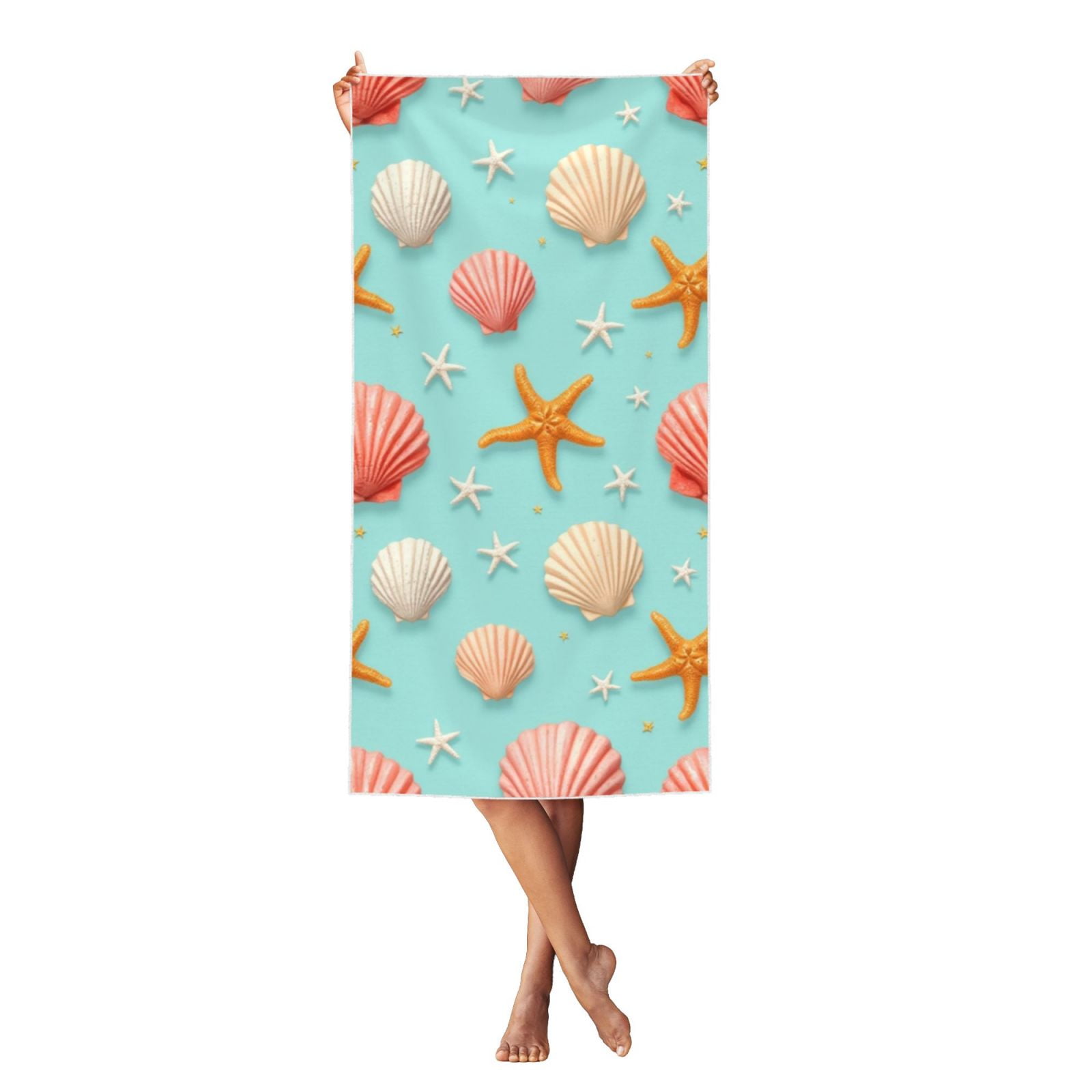 Microfiber Thin Beach Towel Lightweight Oversized Colourful Seashells ...