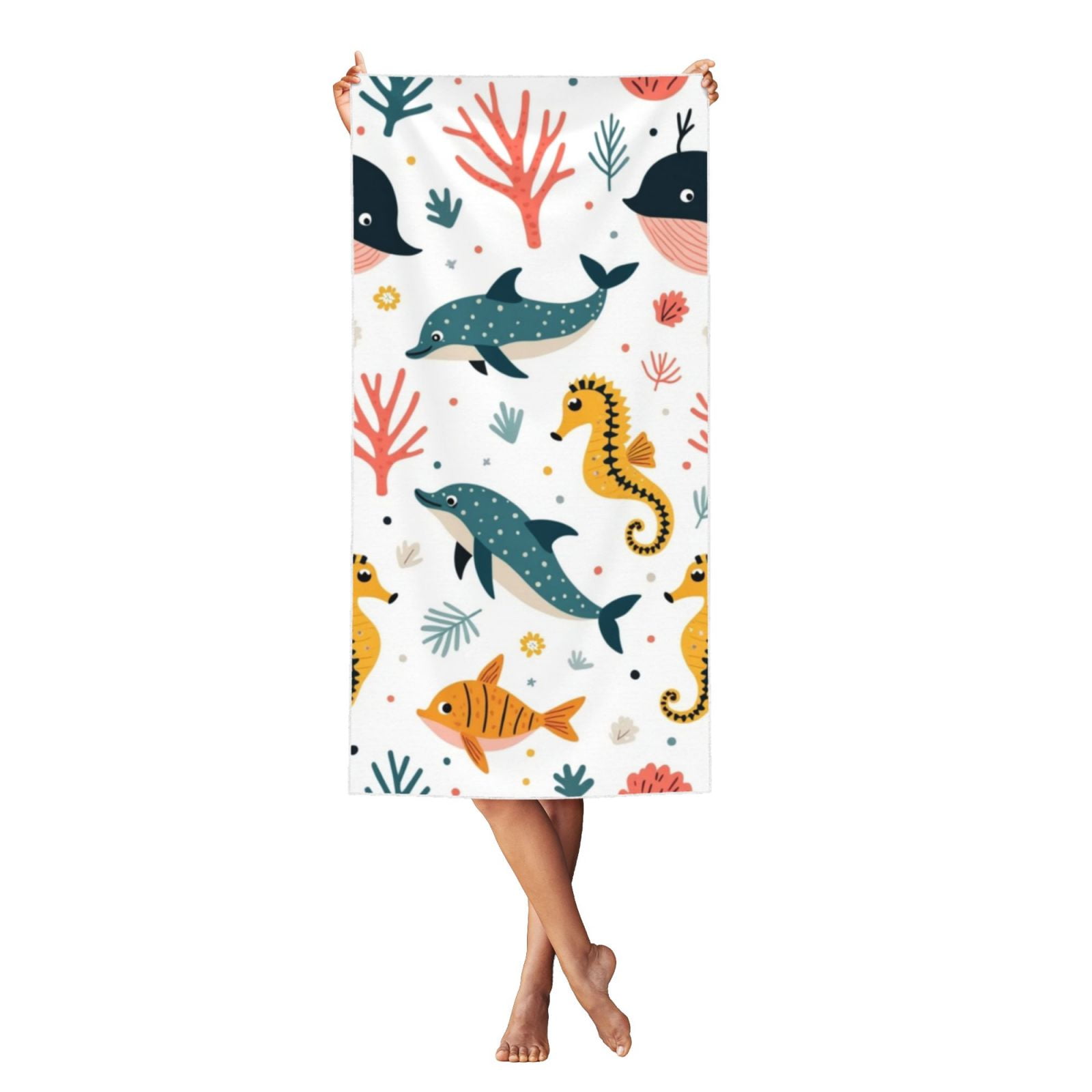 Microfiber Thin Lightweight Beach Towel, Sea Animals (367), Quick Dry ...