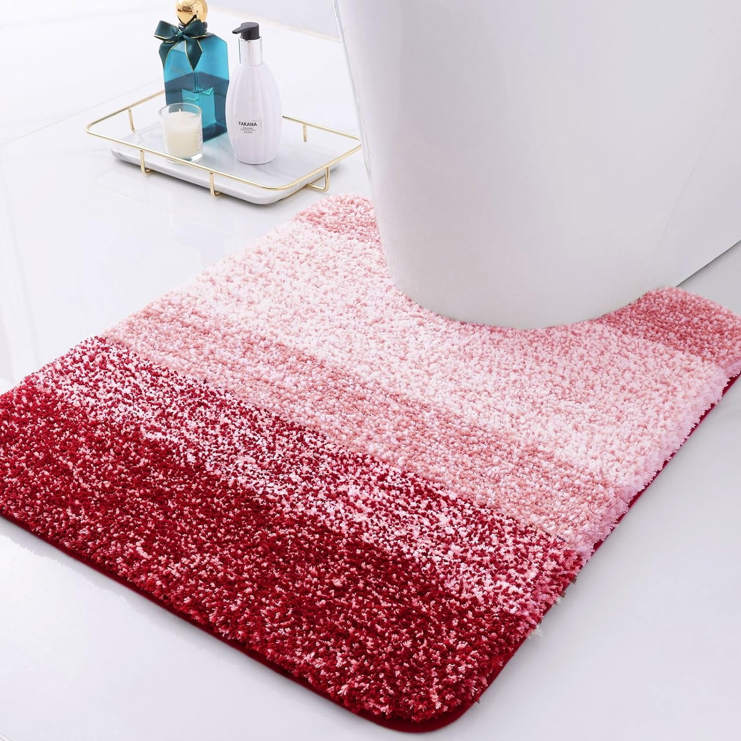 Microfiber Toilet Rugs U-Shaped, Shaggy Soft and Absorbent Bathroom ...
