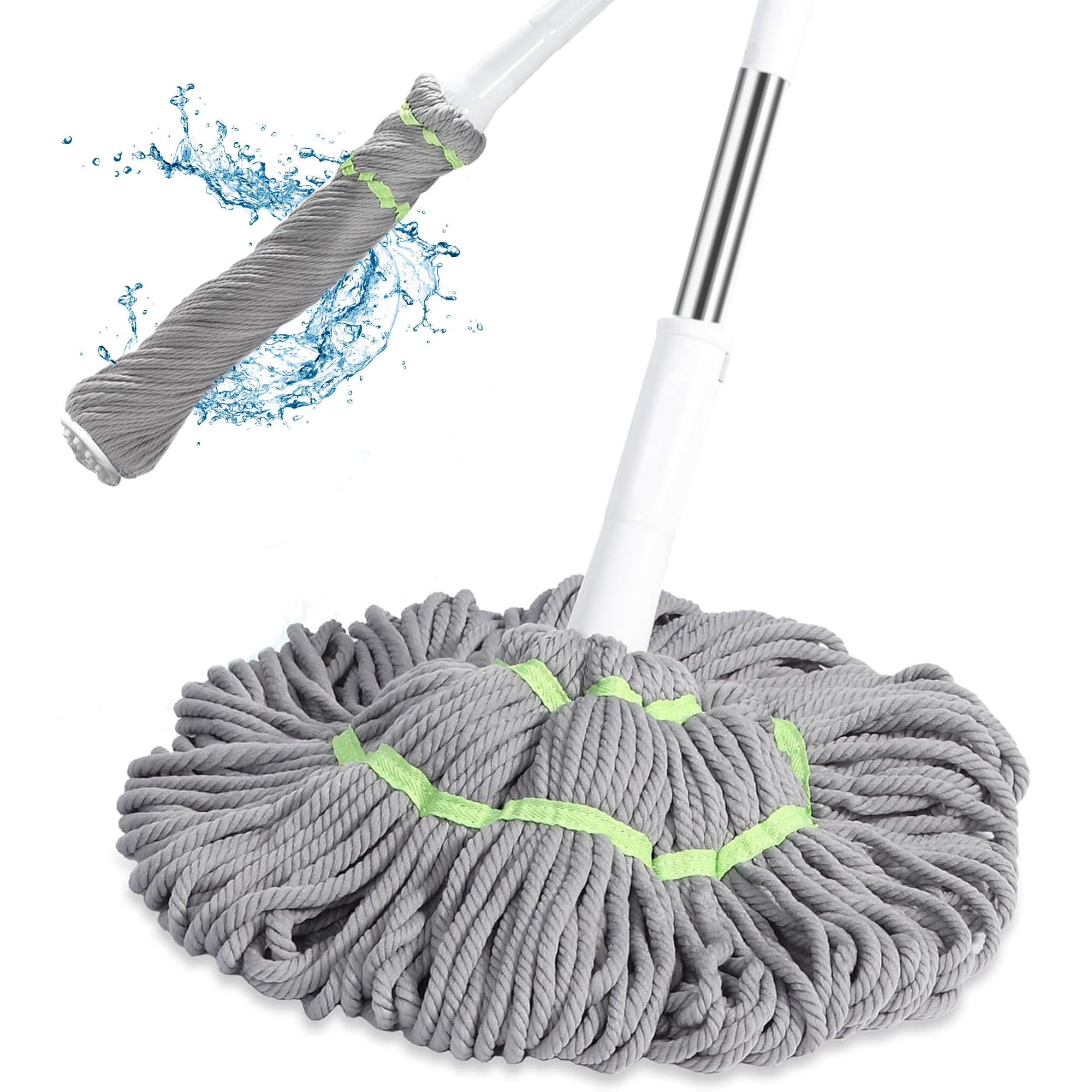 GARITIN Self-Wringing Twist Mop, Microfiber Floor Mop with 55" Long ...