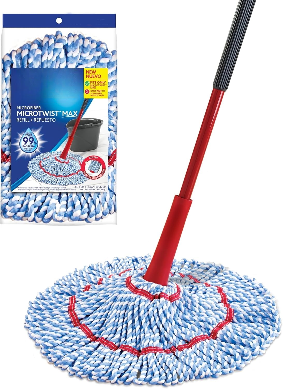 Microfiber Twist Mop with 1 Extra Refill | Features Hands-Free Wringing ...