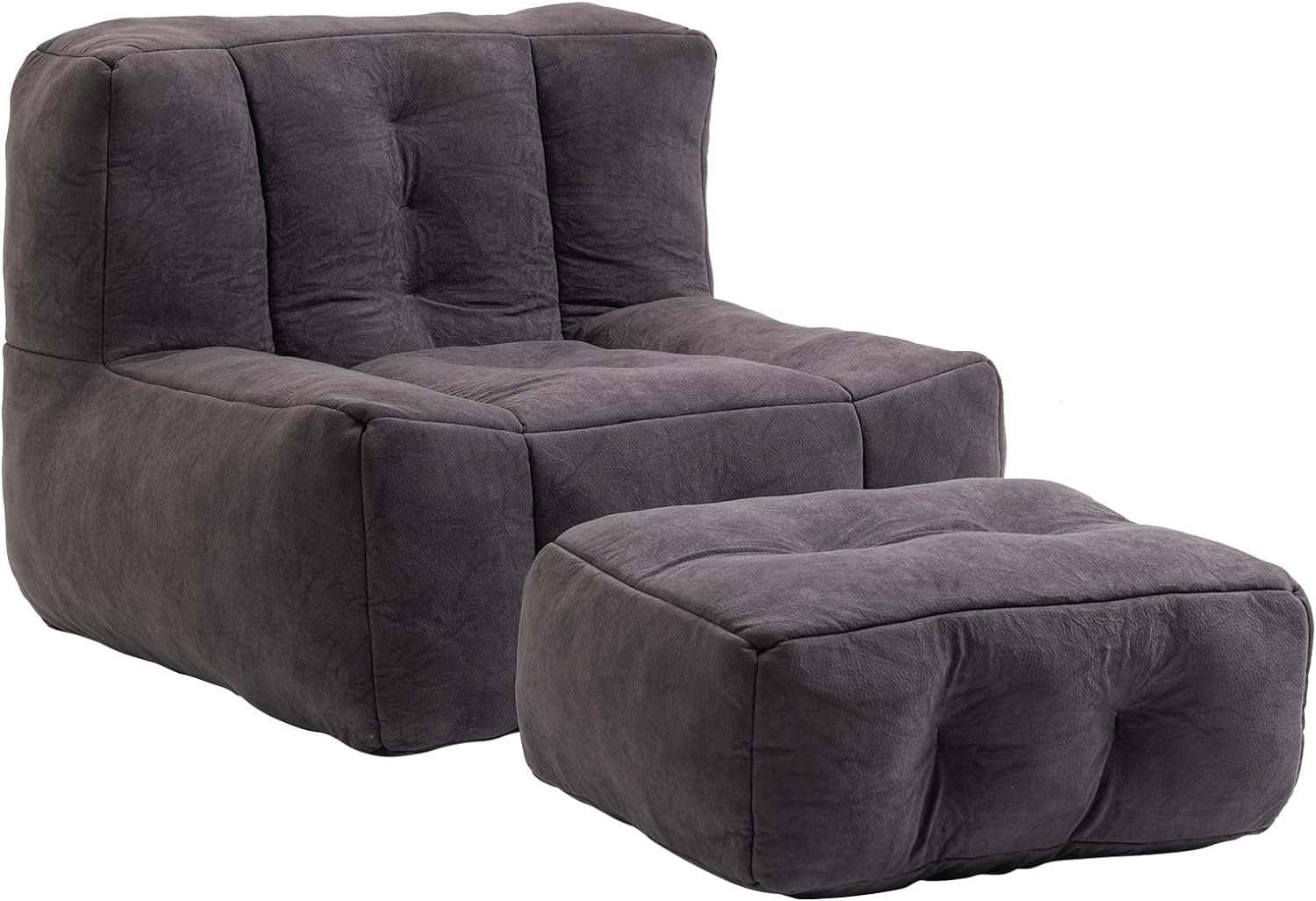 Microfiber Upholstered Bean Bag Sofa, Stuffed Bean Bag Couch with ...