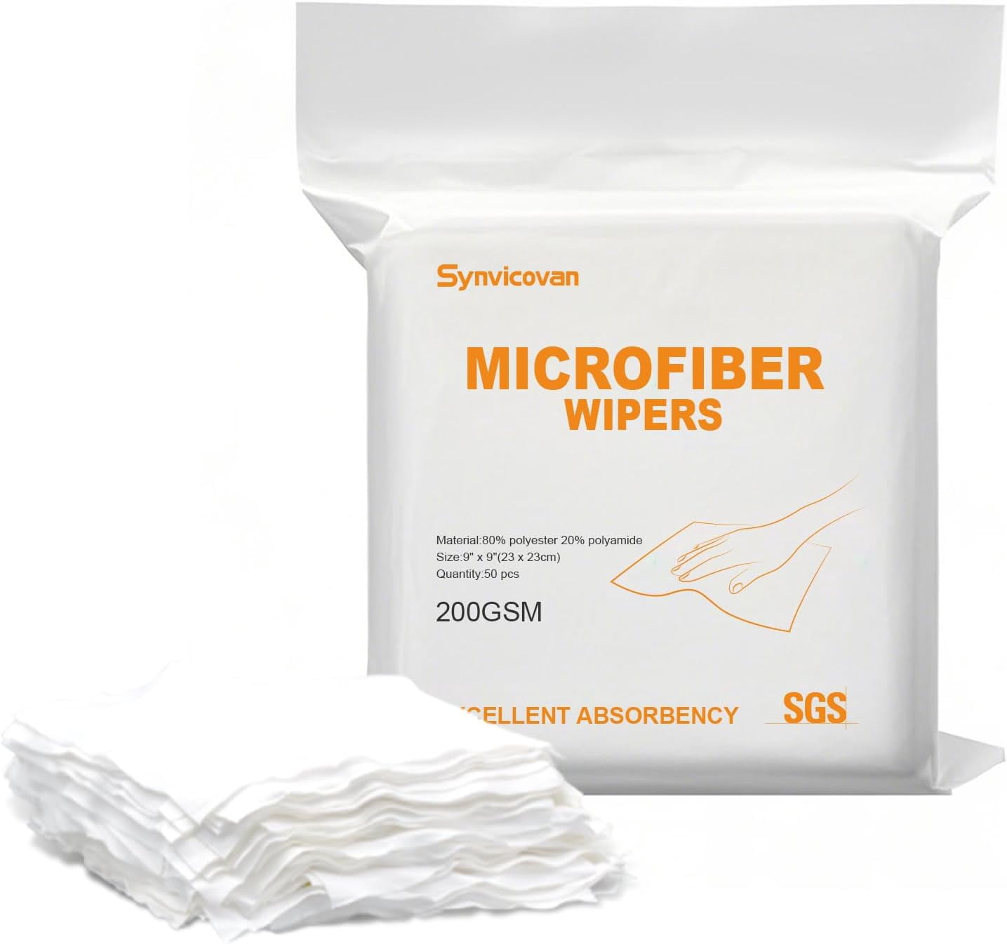 Microfiber Wipes 9"x9"(50 Pcs,Class 100, 200GSM) Superfine Lint Free ...