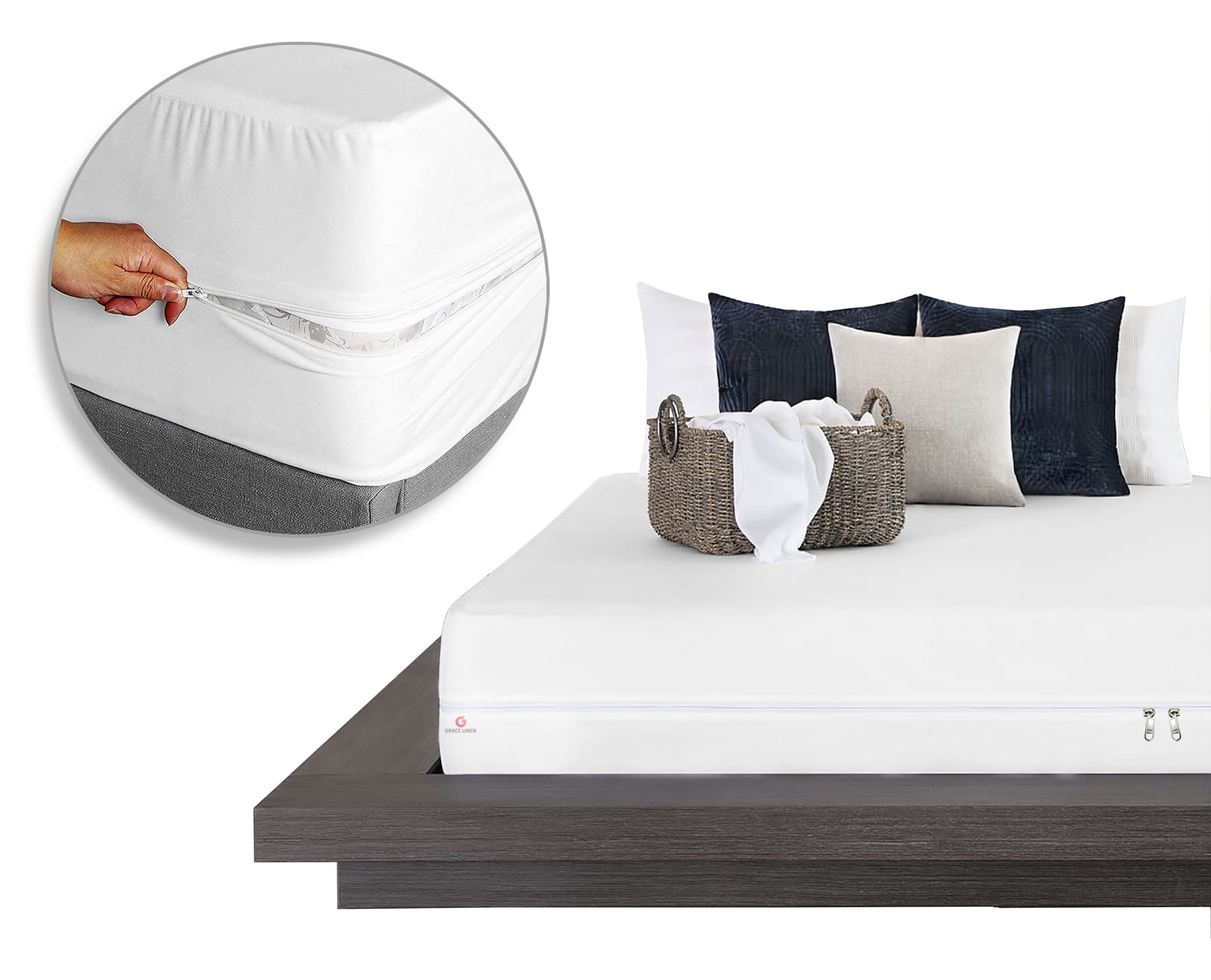 Microfiber Zipper Fitted Sheet Queen Size (60X80), 100% Microfiber 1 ...