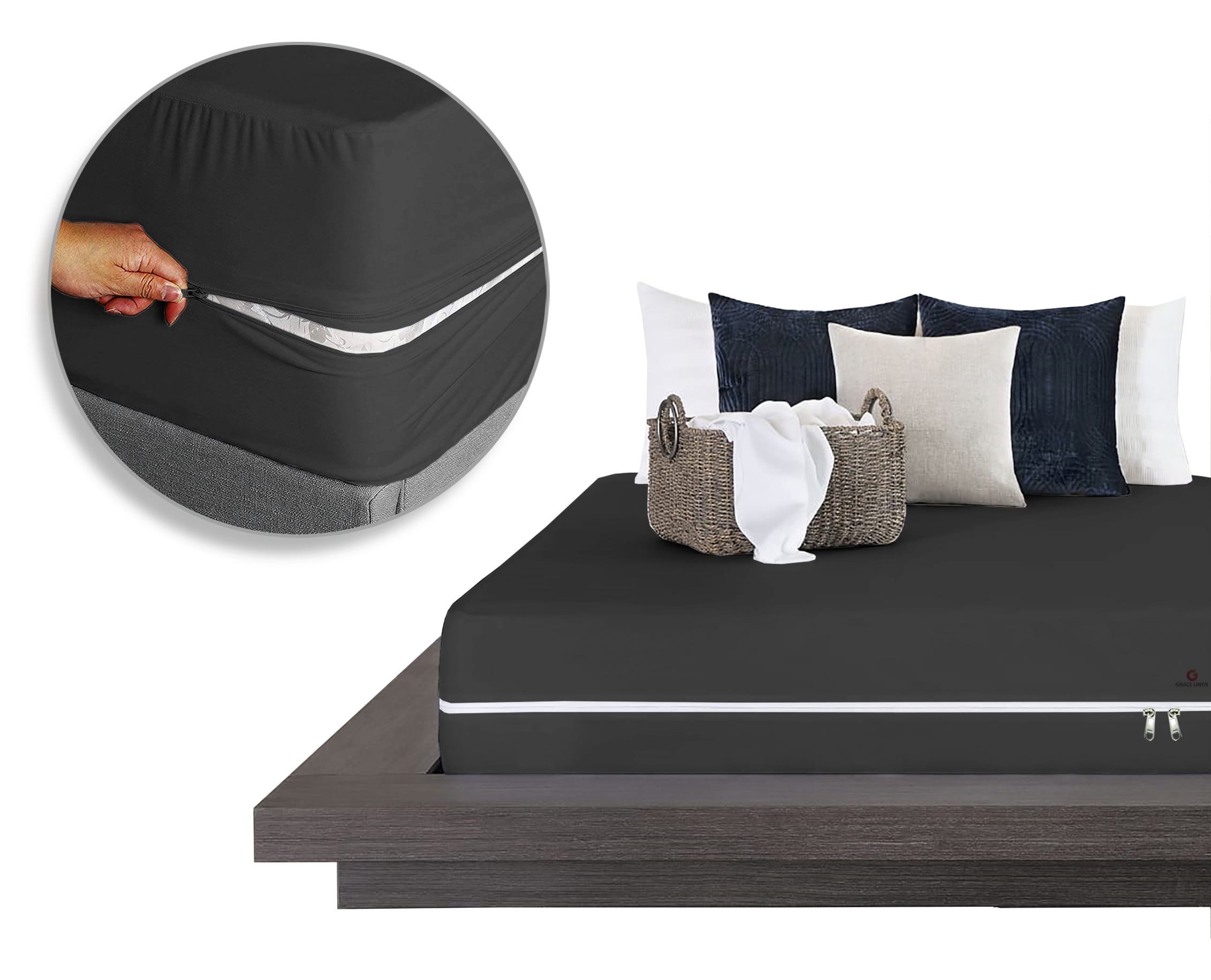 Microfiber Zipper Fitted Sheet Queen Size (60X80), 100% Microfiber ...