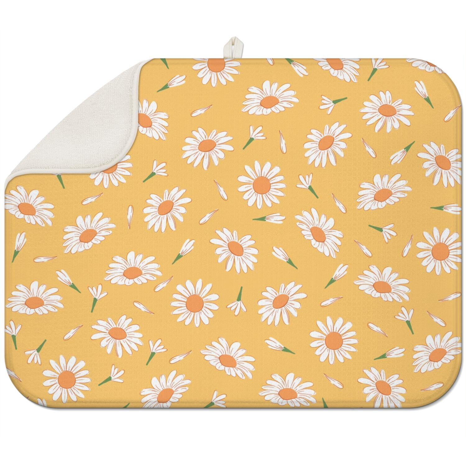Microfibre Drying Mat for Kitchen Daisy Flower Watercolor Dish Drying ...