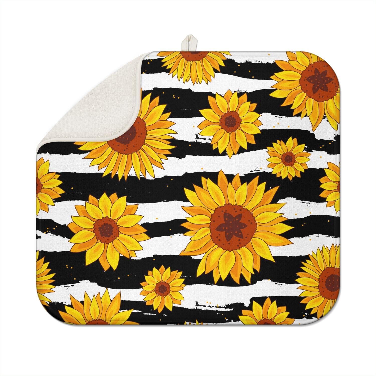 Microfibre Drying Mat for Kitchen Sunflower Colorful Floral Dish Drying ...