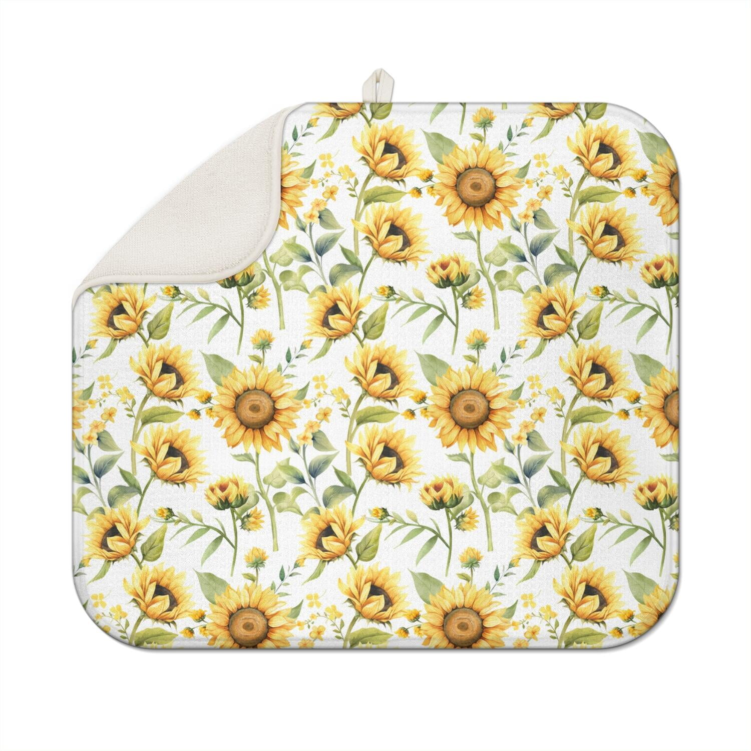 Microfibre Drying Mat for Kitchen Sunflower Colorful Floral Dish Drying ...