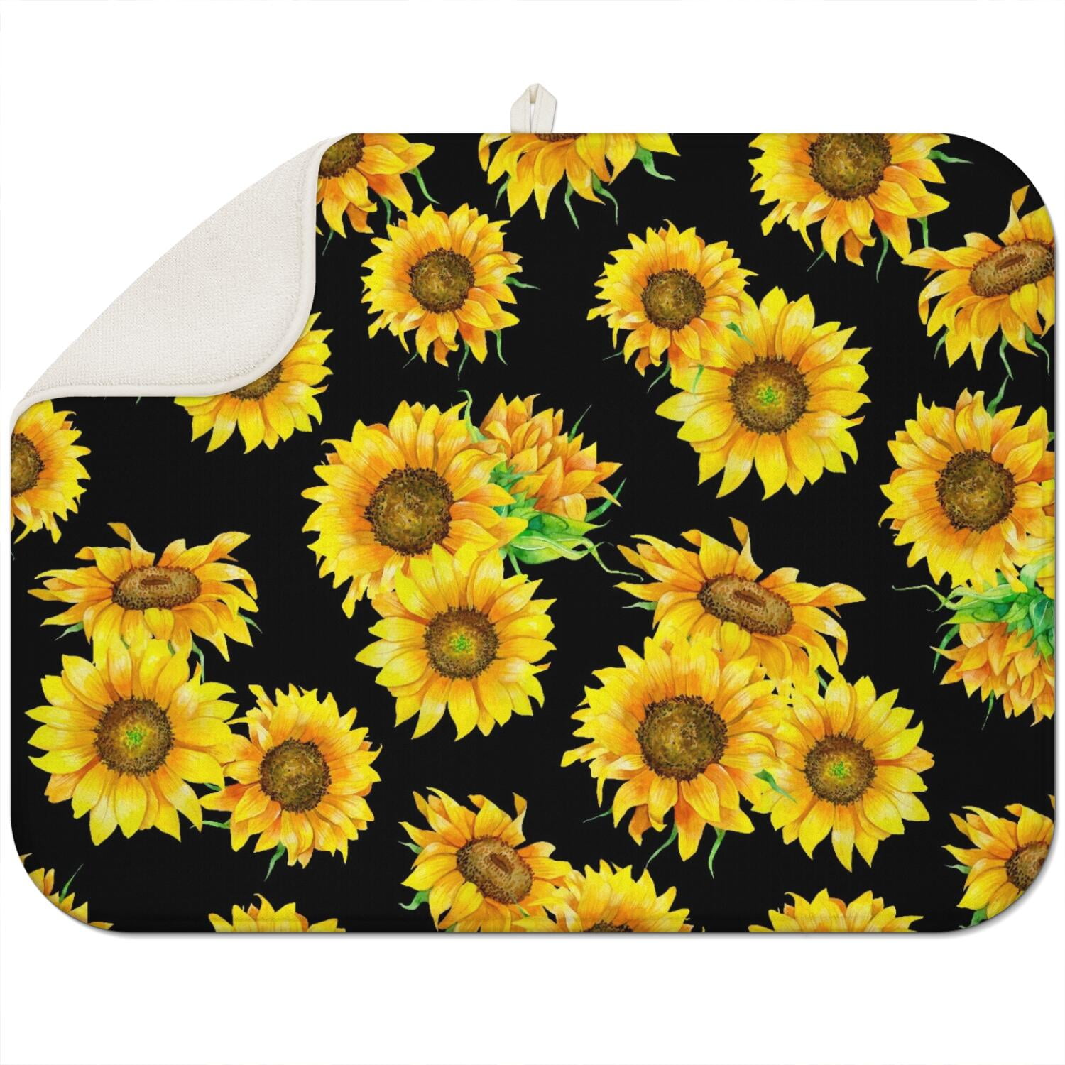Microfibre Drying Mat for Kitchen Sunflower Colorful Floral Dish Drying ...