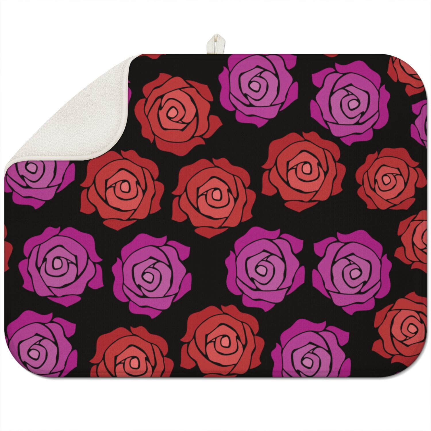 Microfibre Drying Mat for Kitchen Vintage Roses Pattern Dish Drying ...