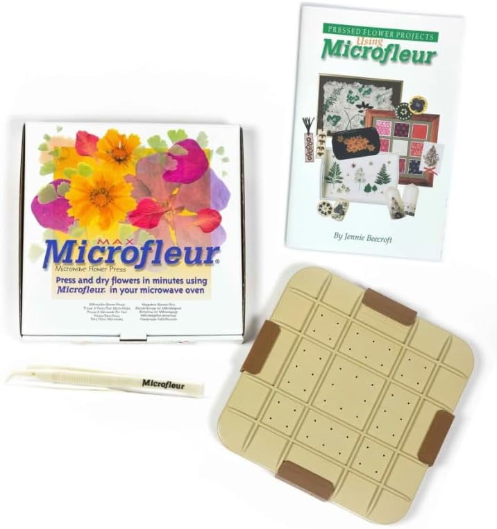 Microfleur Max Microwave Flower Pressing Kit - Complete DIY Floral Pressing Set with Tweezers ...