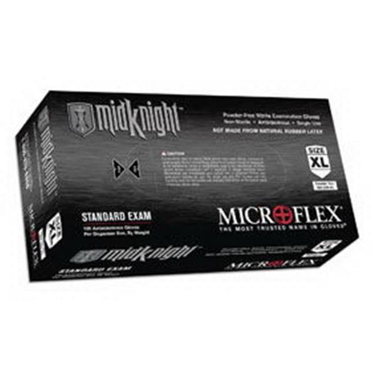 Microflex Disposable Midknight Black Nitrile Powder Free Gloves, XL ...