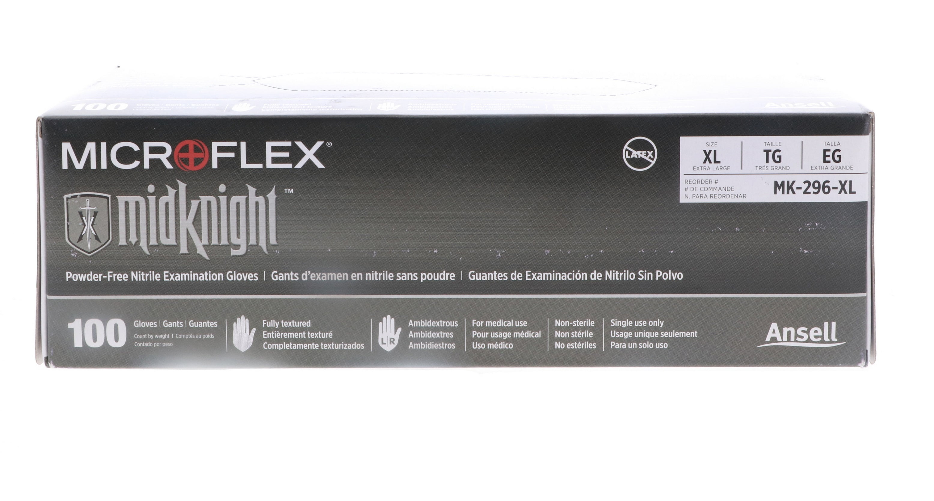 Microflex MidKnight Powder-Free Nitrile Examination Glove, XL, Black ...