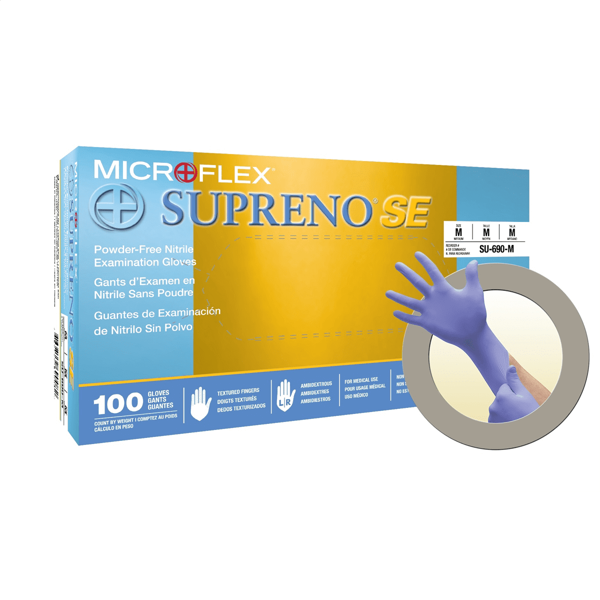 Microflex SU690S-CASE Supreno SE Small Blue Nitrile Medical Gloves - 1 ...