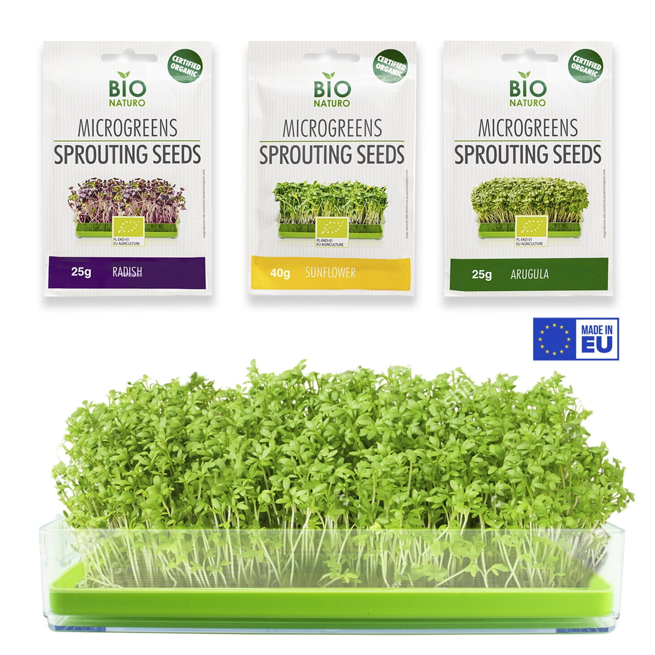 Microgreens Growing Kit Organic No Soil – BPA Free Sprouter Tray with ...