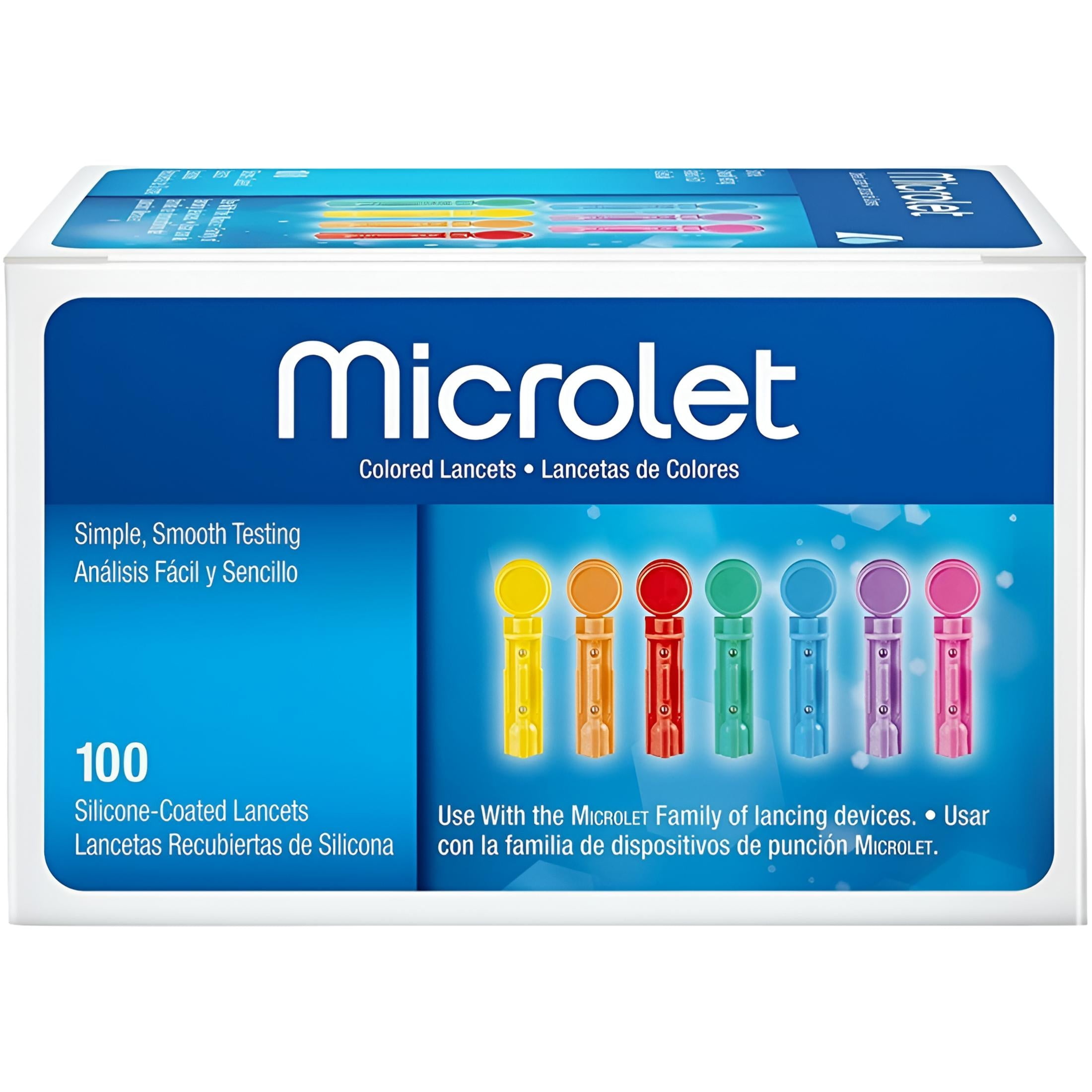 Bayer's Microlet Silicone Coated Testing Needles, Multi-Colored Lancets ...