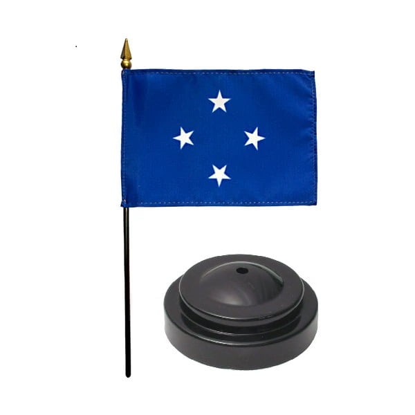Micronesia Desk Flag with Base; American Made Rayon 4x6 inch Miniature ...