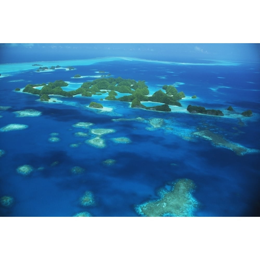 Micronesia Palau Aerial view; Rock Islands Blue Ocean Poster Print ...
