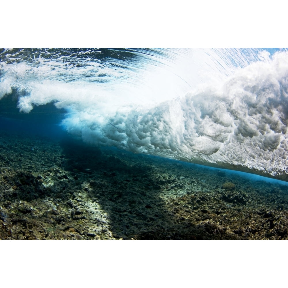 Micronesia Yap Underwater View Of Surf Crashing On The Reef. Poster ...