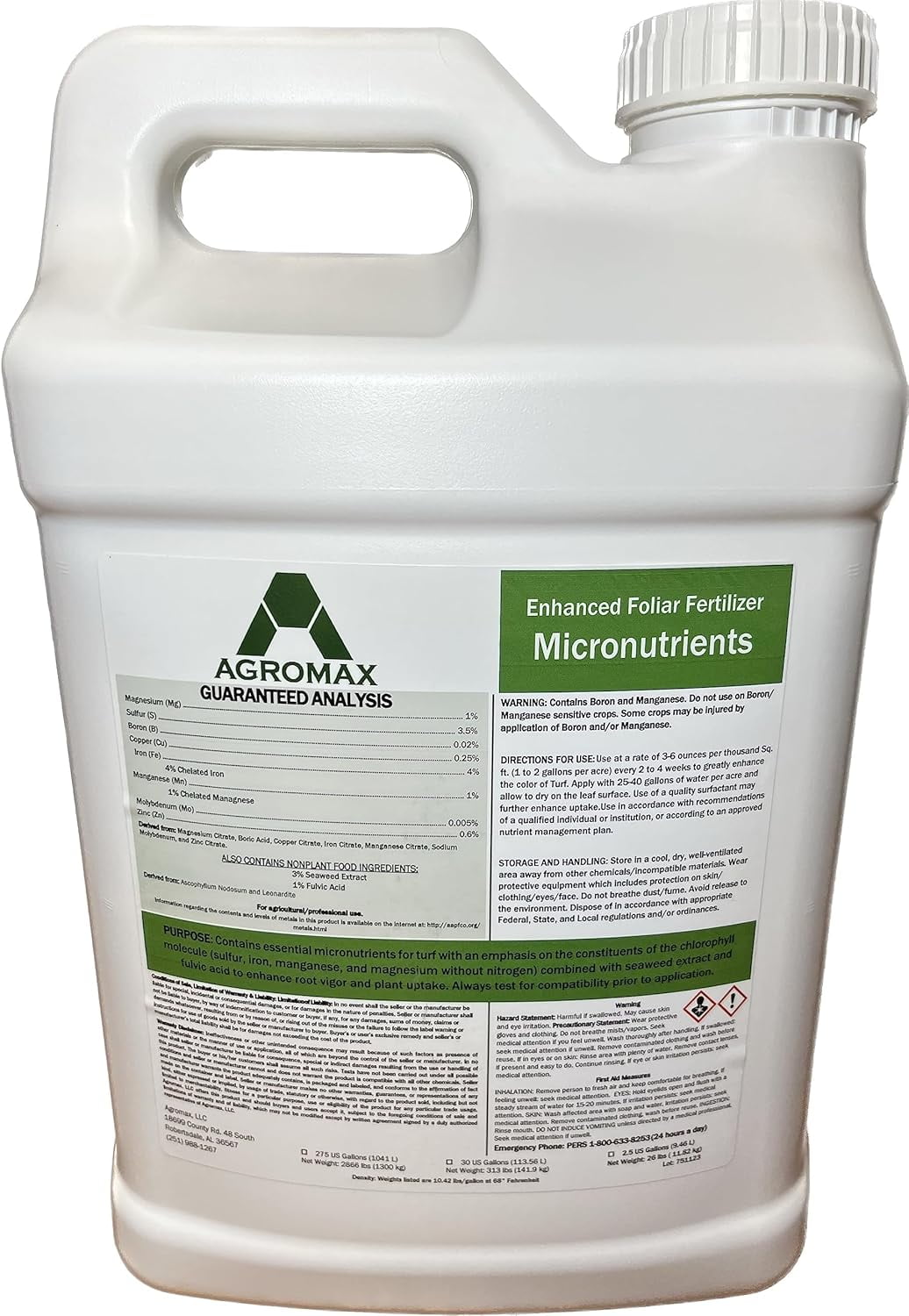 Micronutrients (2.5 Gallons) by AGROMAX - Liquid Fertilizer (Plant ...