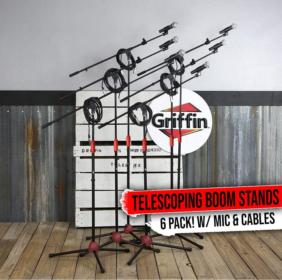 Microphone Boom Stand 6-PACK | Cardioid Dynamic Mic Studio Stage Mount ...