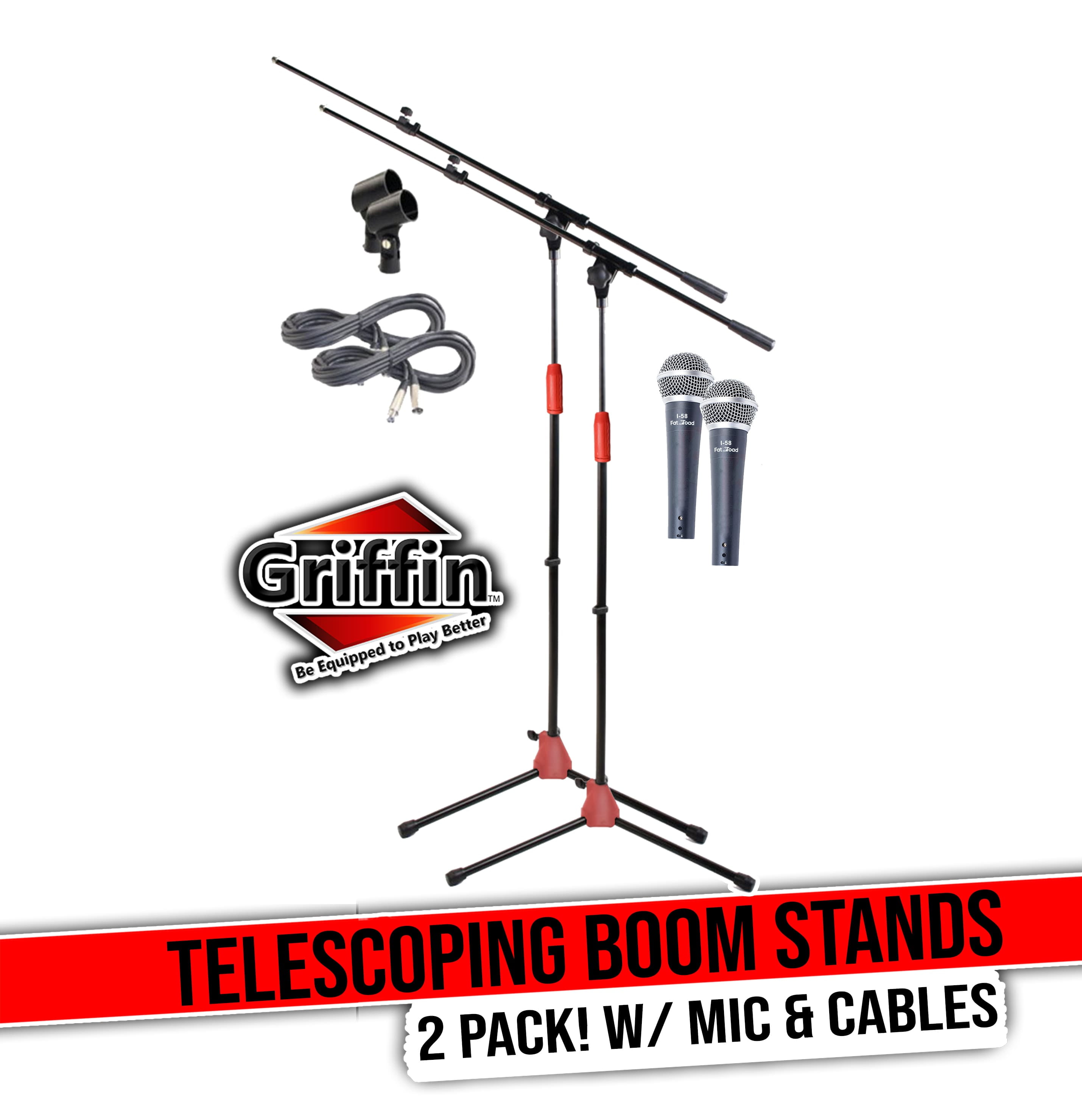 Microphone Boom Stand with XLR Mic Cable, Cardioid Dynamic Microphone ...