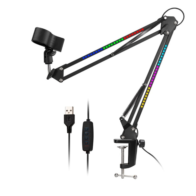 Microphone Bracket RGB Microphone Arm Stand with RGB Light Rotatable ...