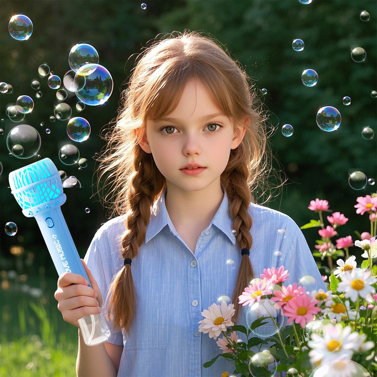 Microphone Bubble Machine, Automatic 1800+ Per Minute Microphone Bubbles Blower with Bubble ...