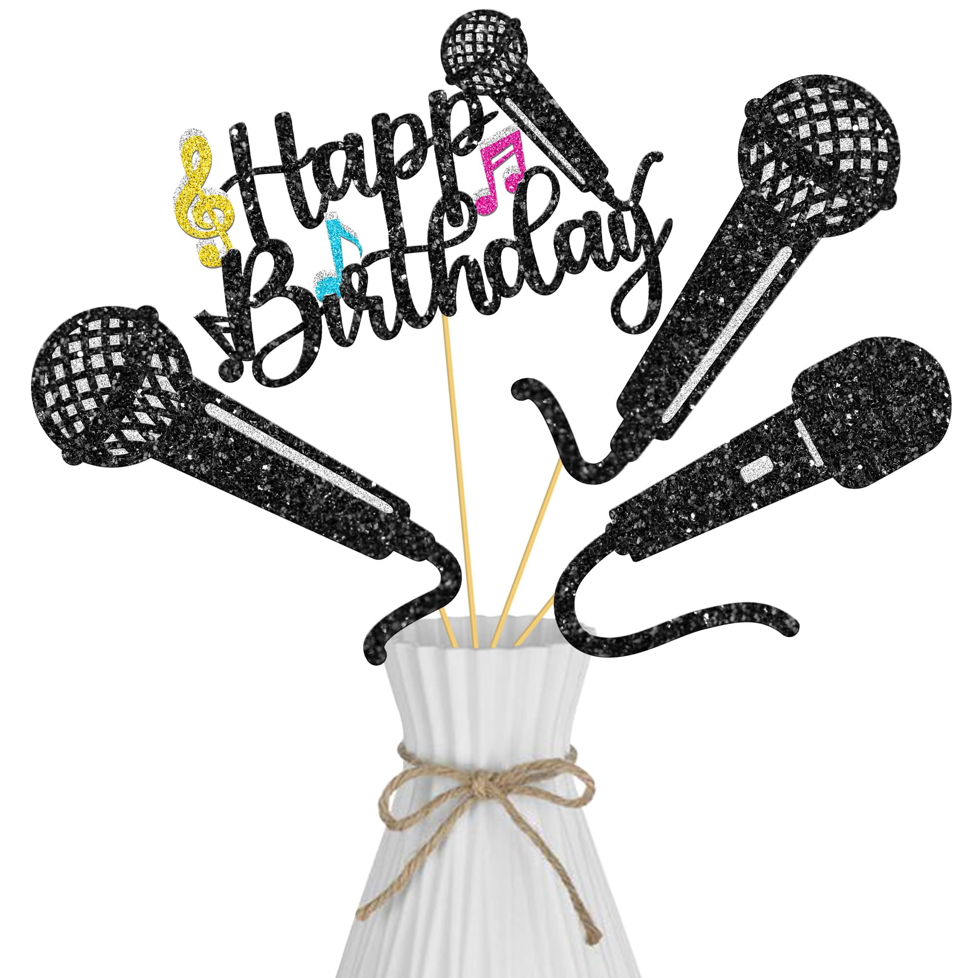 Microphone Centerpiece Sticks CORNET Glitter Microphone Party Table ...