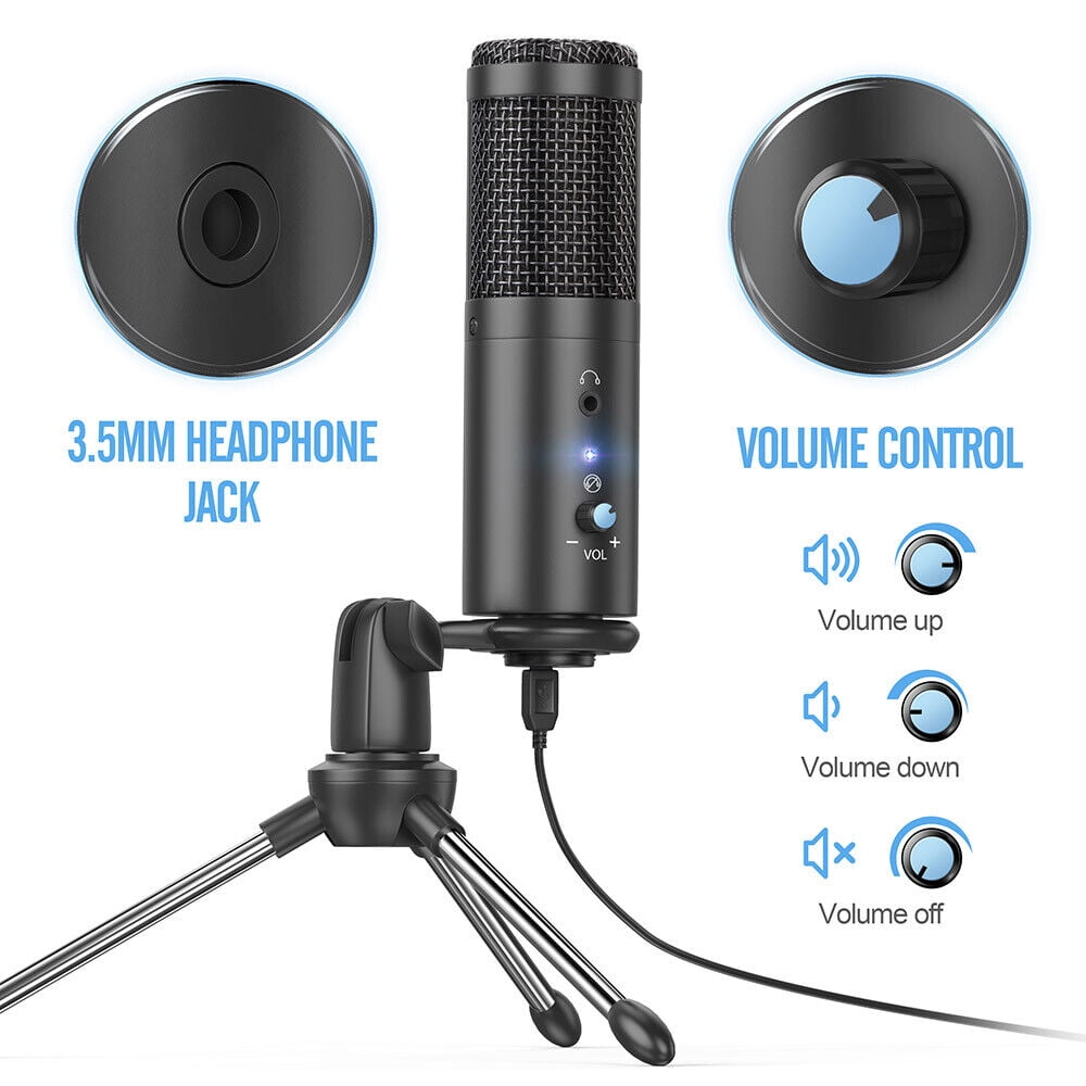 Microphone Condenser Desktop Computer PC Audio Recording with Tripod ...