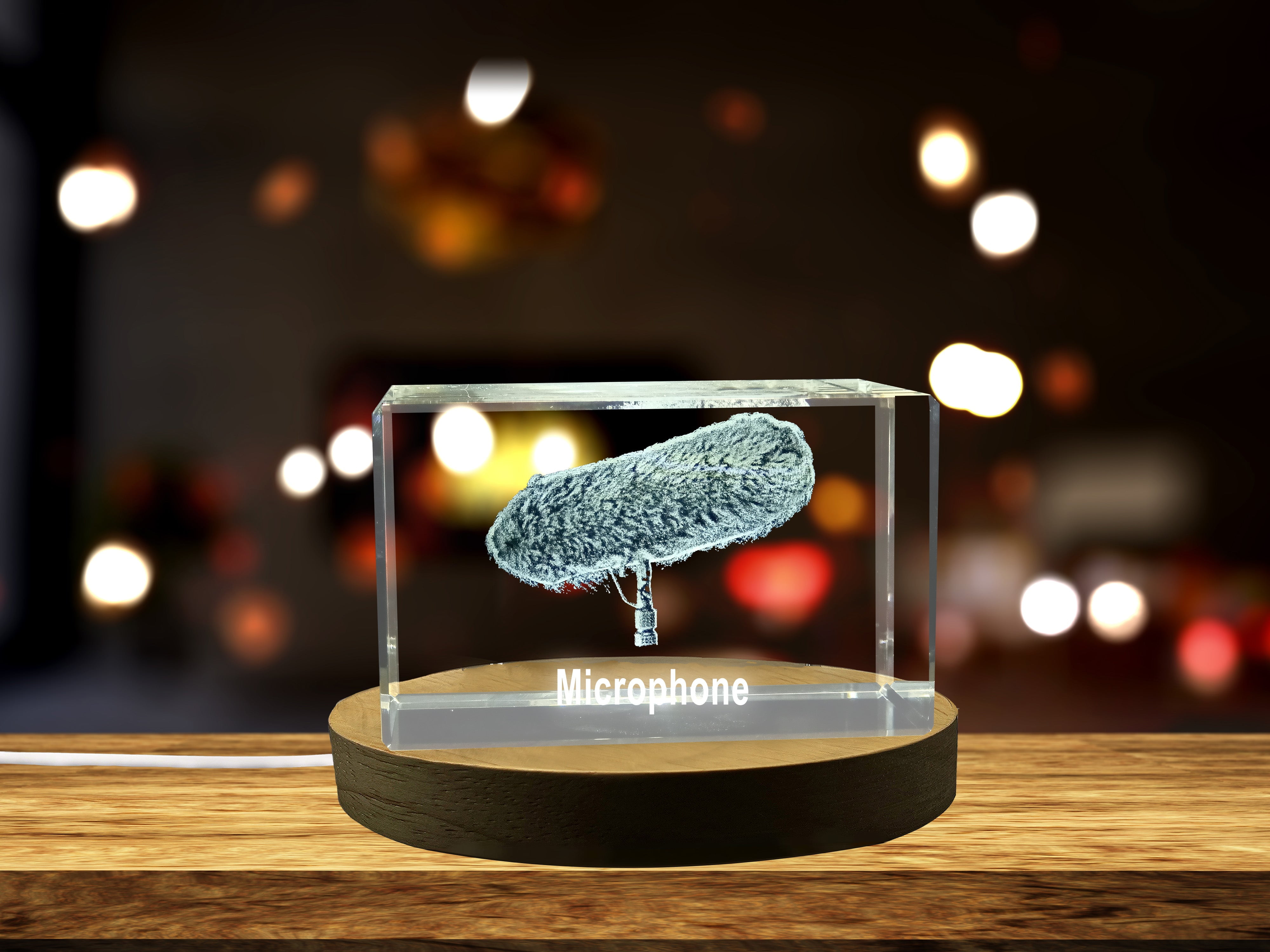 Microphone Crystal Sculpture - Beautiful 3D Engraved Crystal Gift ...