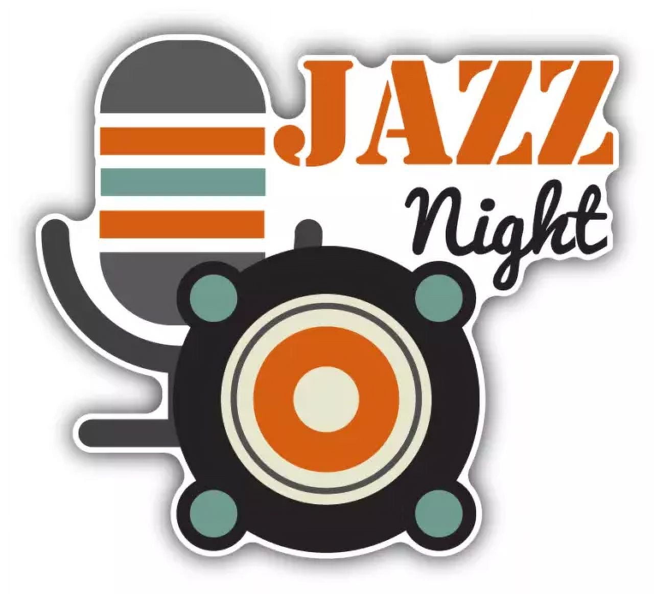 Microphone Jazz Night Music Sticker Phone Decal Water Bottle Stickers ...