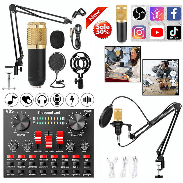 Professional USB Microphone Kit with Boom Arm for Podcast, Studio ...