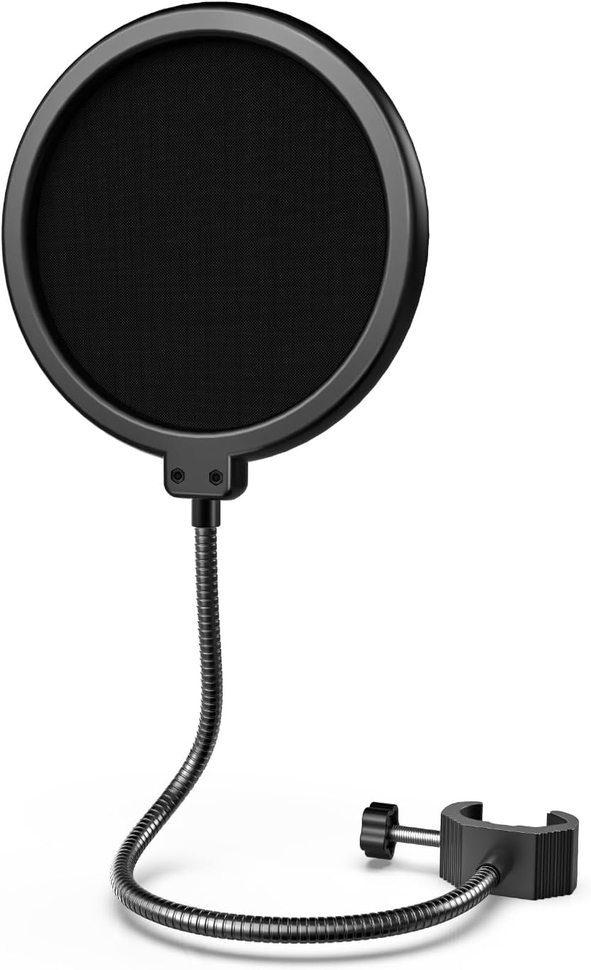 Microphone Pop Filter for Boom Arm or Desktop Stand, Mic Shield with ...