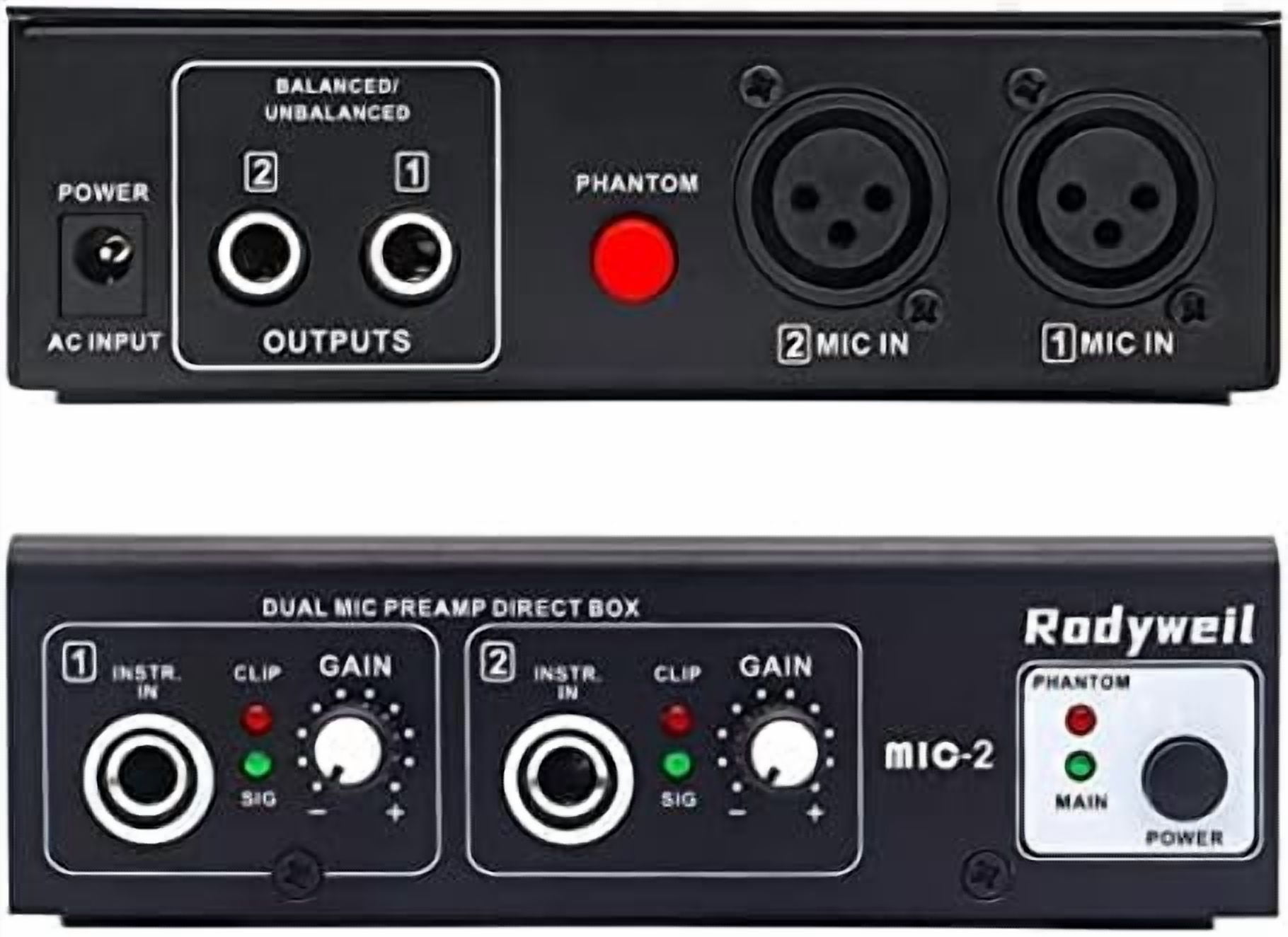 Microphone Preamp Mic Booster 4 Input Max 65db DI Box with 48V Phantom ...