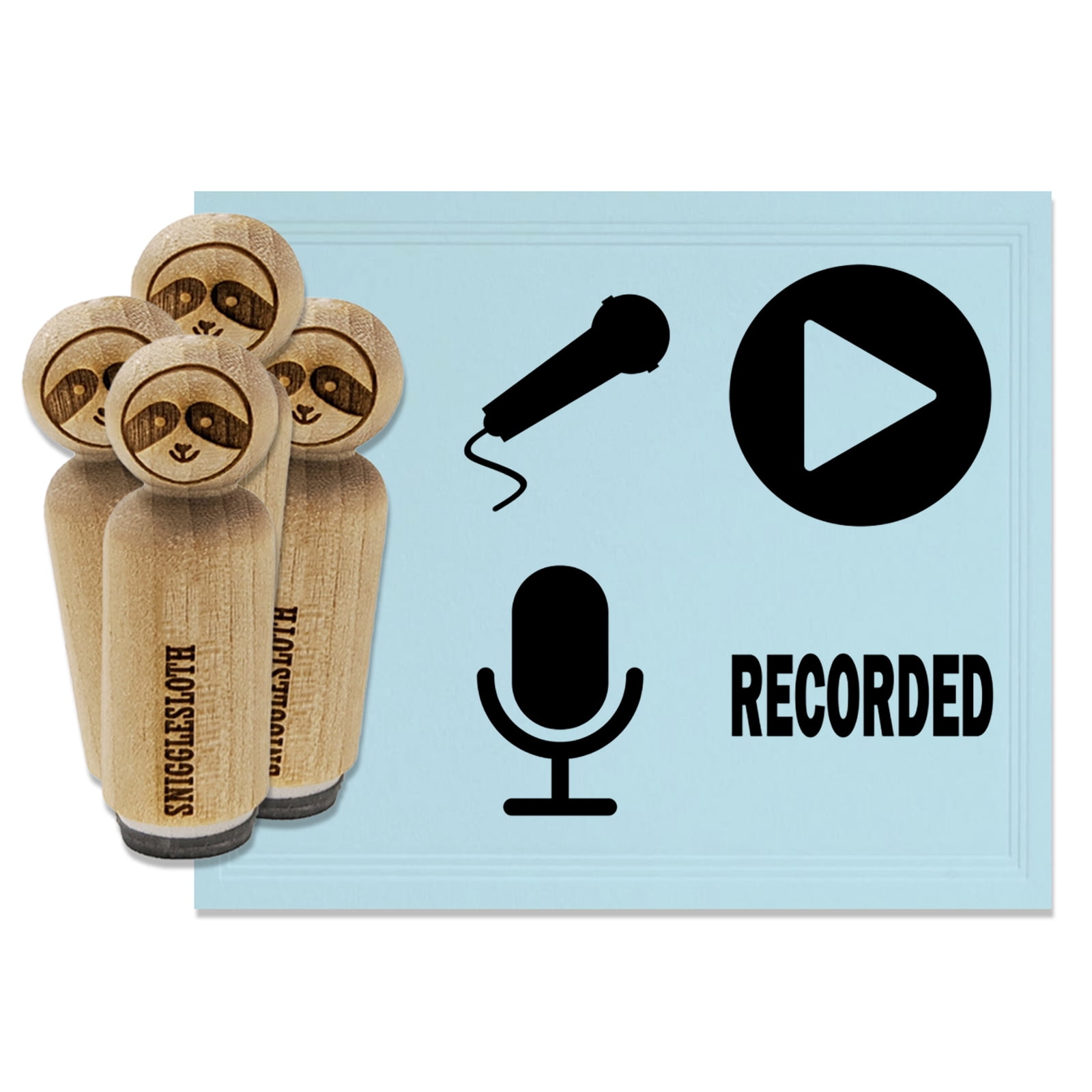 Microphone Recording Podcast Music Recorded Play Button Rubber Stamp ...
