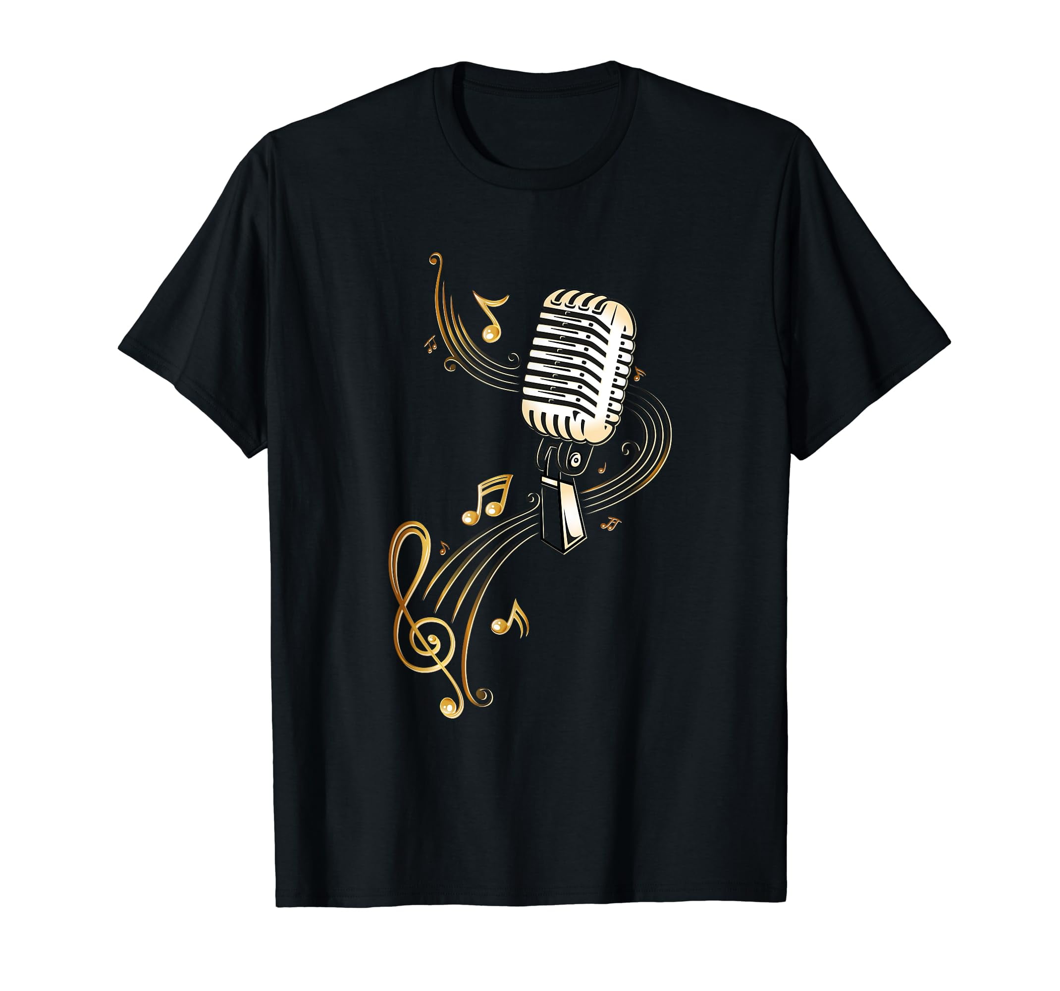 Microphone Shirt with Music Notes and Clef. Musician. . T-Shirt ...
