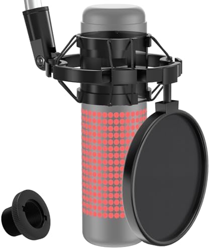 Microphone Shock Mount with Pop Filter, Universal Anti-Vibration Mic ...