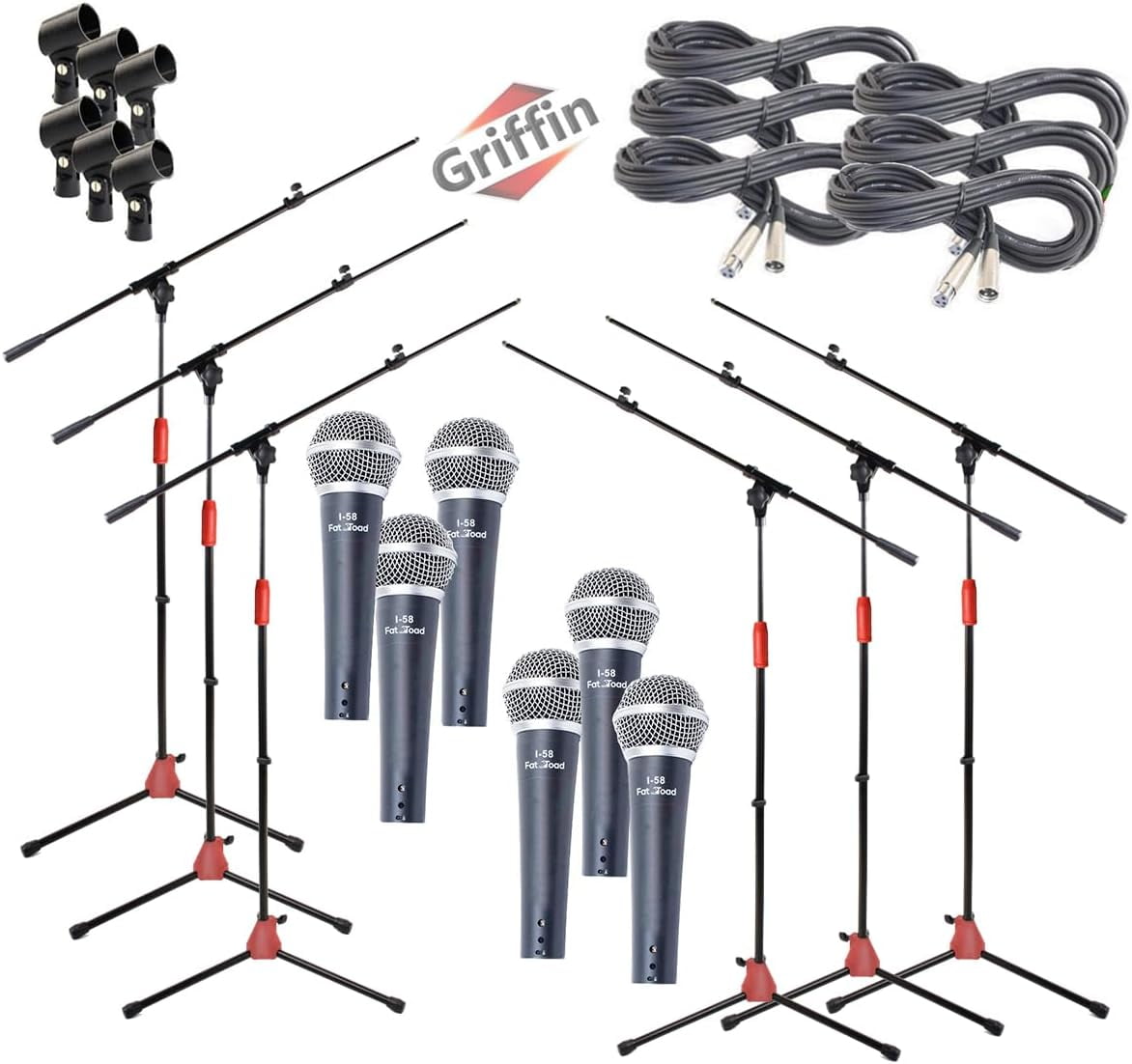 Microphone Stand ( 6 Pack) with Cardioid Vocal Microphones & XLR Mic ...