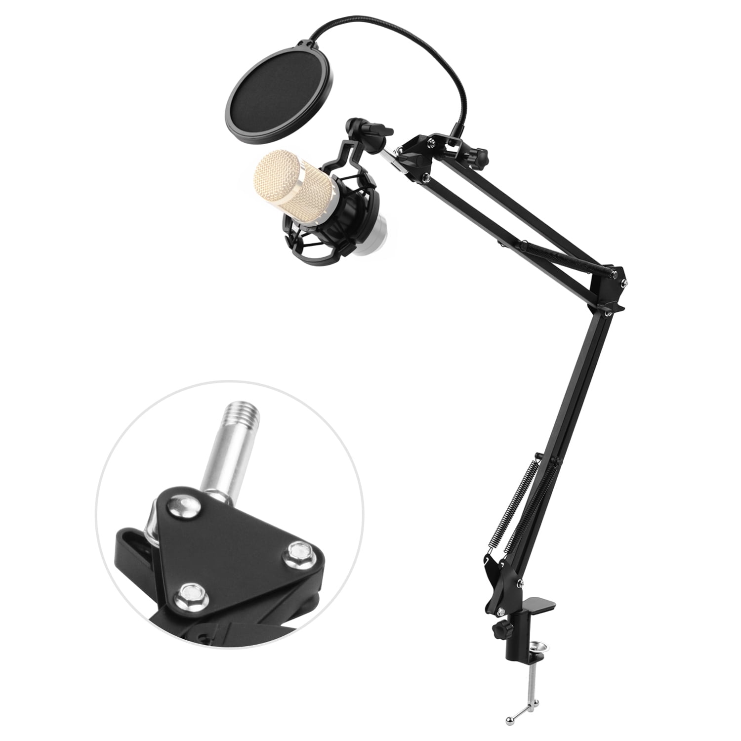 Microphone Stand,Adjustable Stand Heaby With Proof Windshield Mic Arm ...