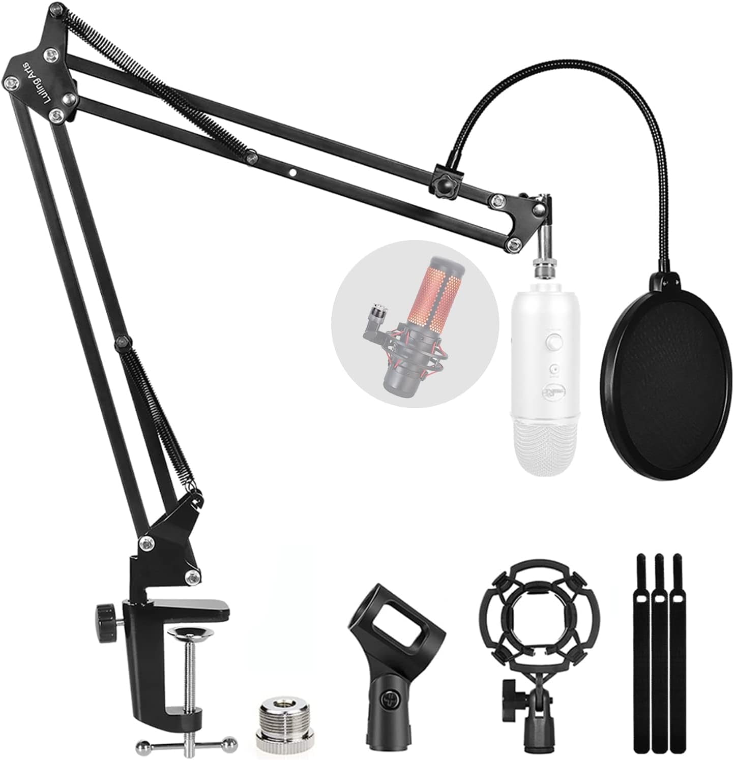 Microphone Stand for Blue Yeti, Quadcast Boom Arm Scissor Mic Stand ...
