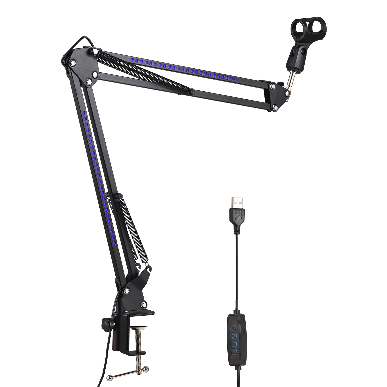 Microphone Stand Boom Arm with RGB Lighting 28 RGB LED Beads 4 Lighting ...
