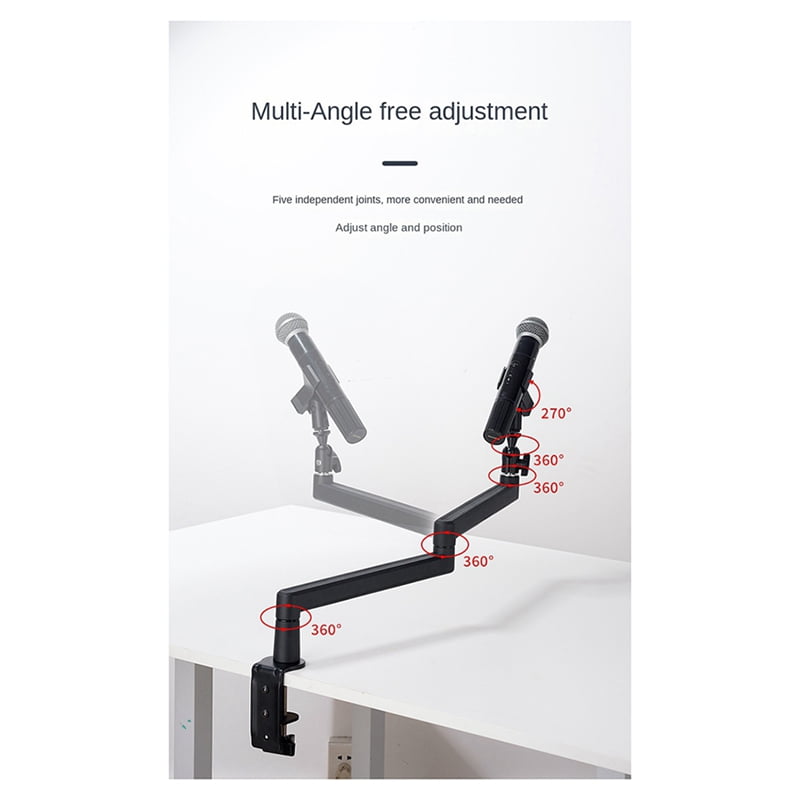 Microphone Stand Desktop Mic Clip Holder Live Cantilever Extendable ...
